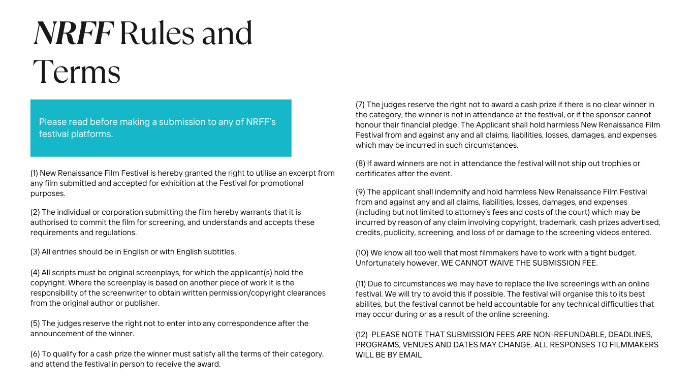 Rules & Terms – New Renaissance Film Festival